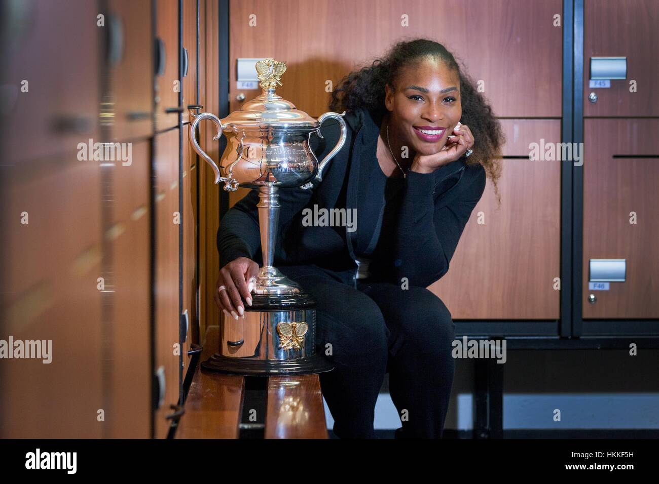 Serena and venus williams trophy hi-res stock photography and images ...