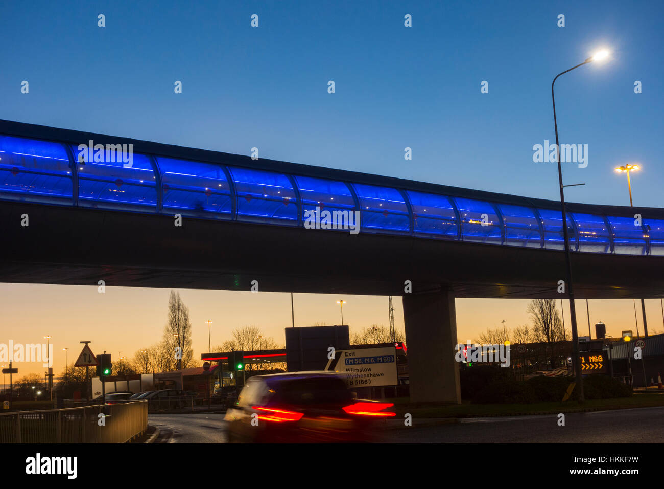 Skyway connecting terminals and rail station at Manchester Airport ...