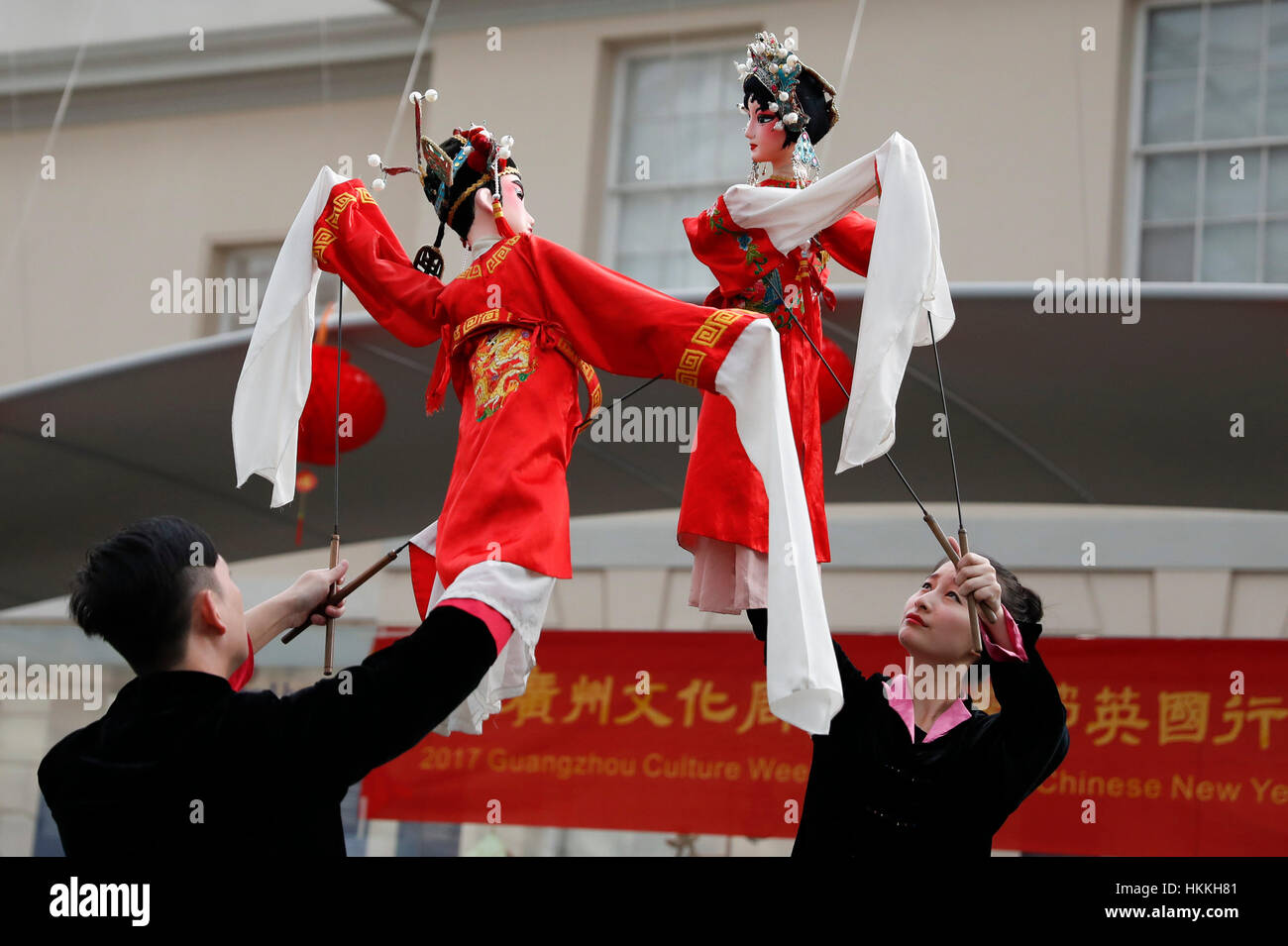 London, Britain. 29th Jan, 2017. Visiting Chinese artists perform a ...
