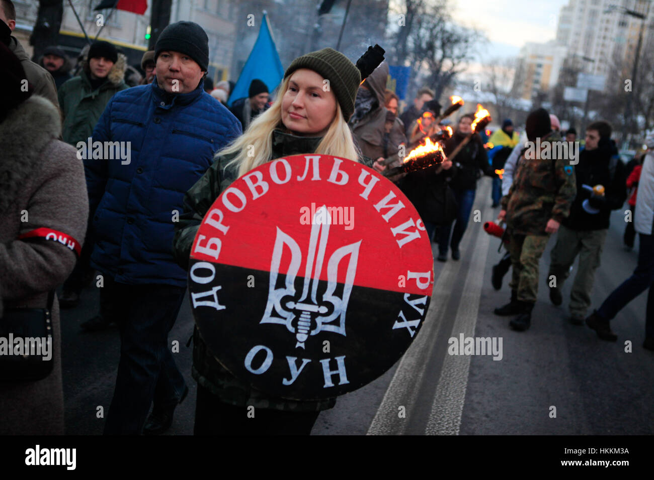 Kiev, Ukraine. 29th Jan, 2017. Supporters of various Ukrainian ...