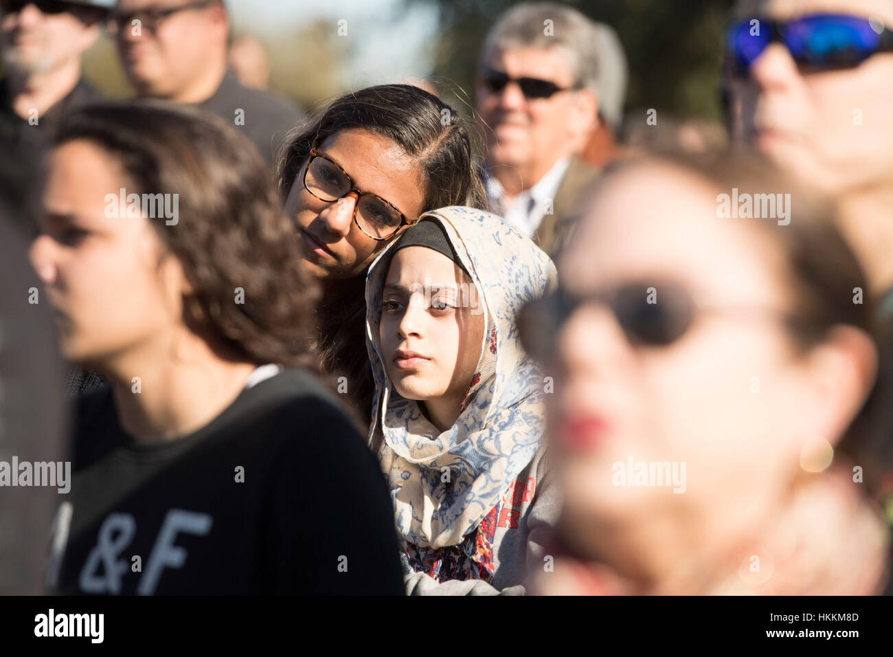 Victoria, Texas, USA. 29th Jan, 2017. Several hundred people gather ...