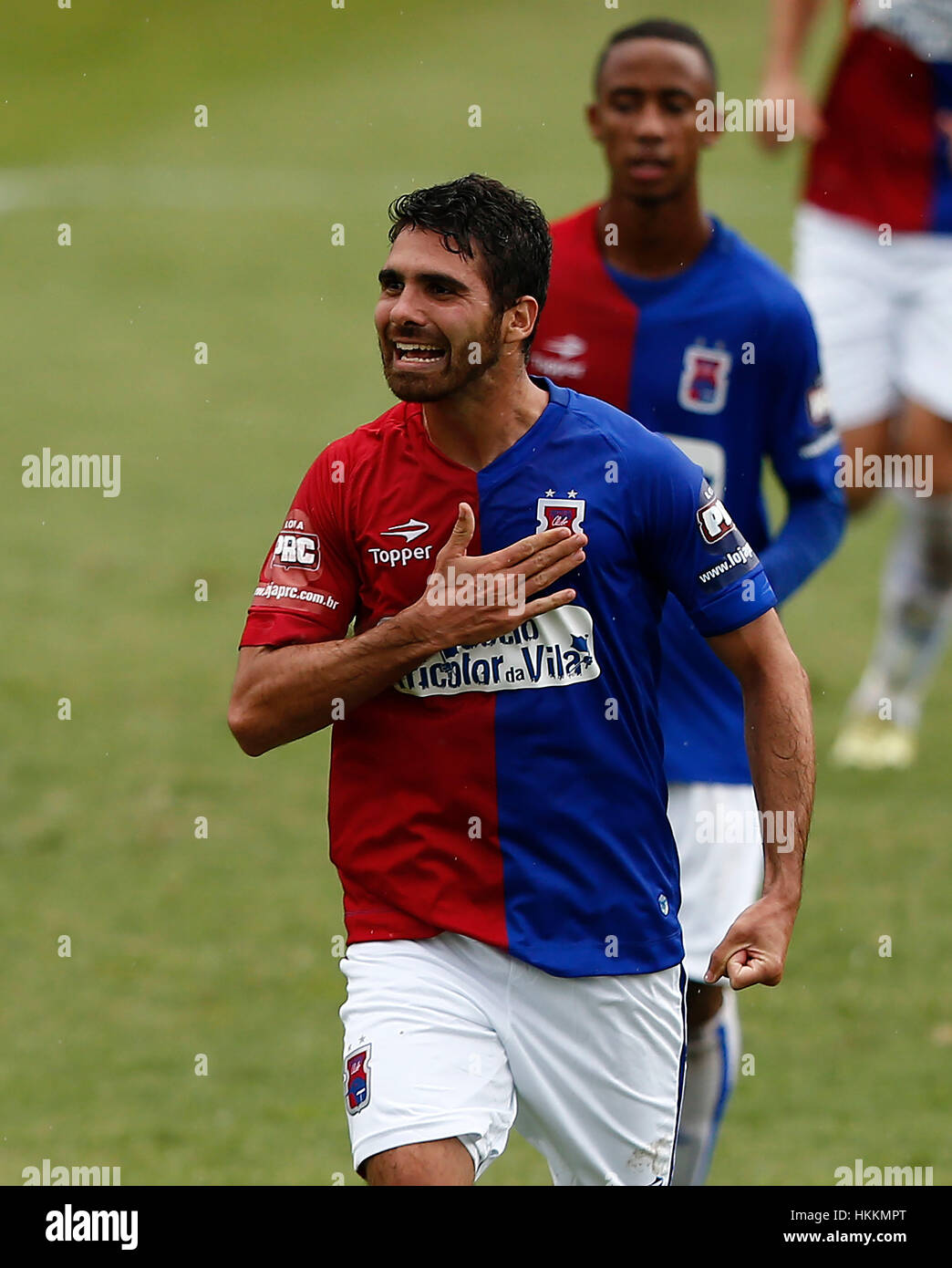 Curitiba, Brazil. 29th Jan, 2017. Rayan Parana celebrates his goal ...