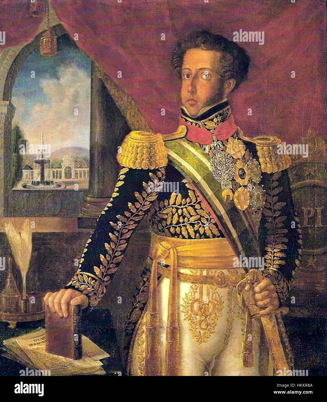 This painting titled 'Araujo' depicts King Pedro I of Portugal, an ...