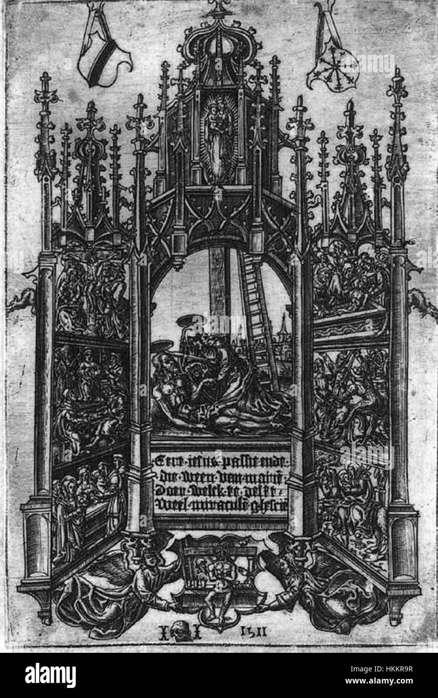 This painting, *The Seven Sorrows of the Virgin*, depicts the Virgin ...