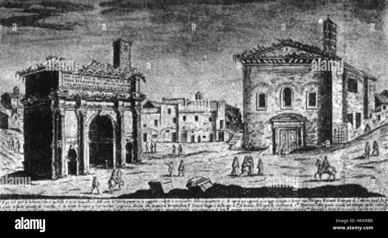 The Arco di Severo e S. Adriano from 1575 depicts the architectural ...