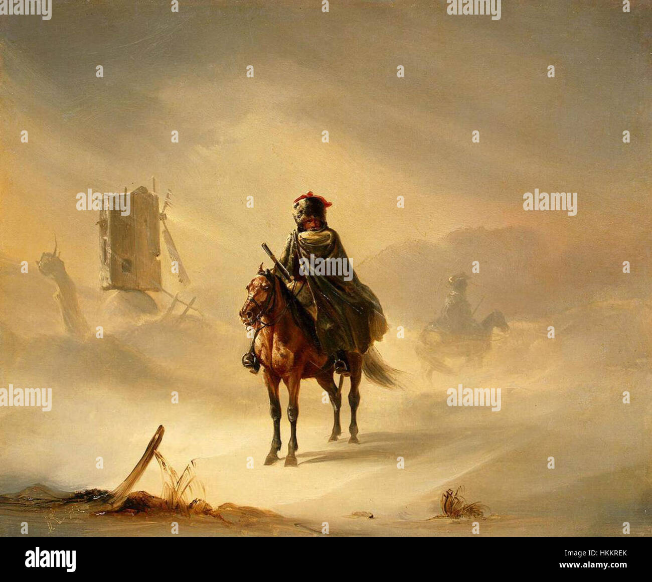 Auguste Raffet's painting depicts two French Hussars on patrol in ...