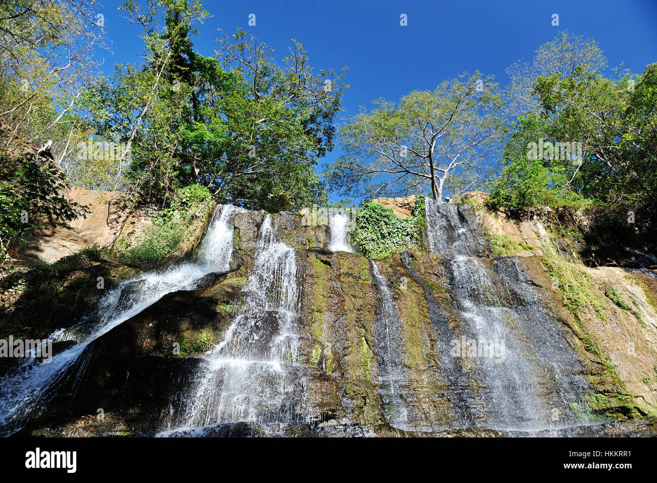 Waterfall with blue sky background in Nicaragua Stock Photo - Alamy