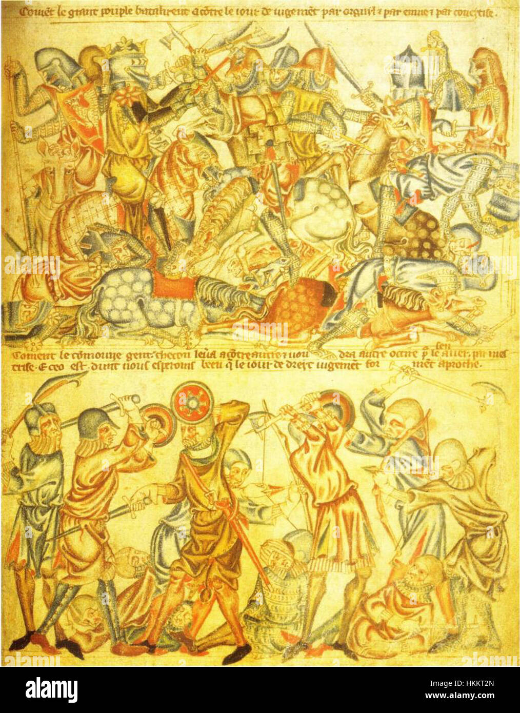 The Battle from the Holkham Bible illustrates a medieval battle scene ...