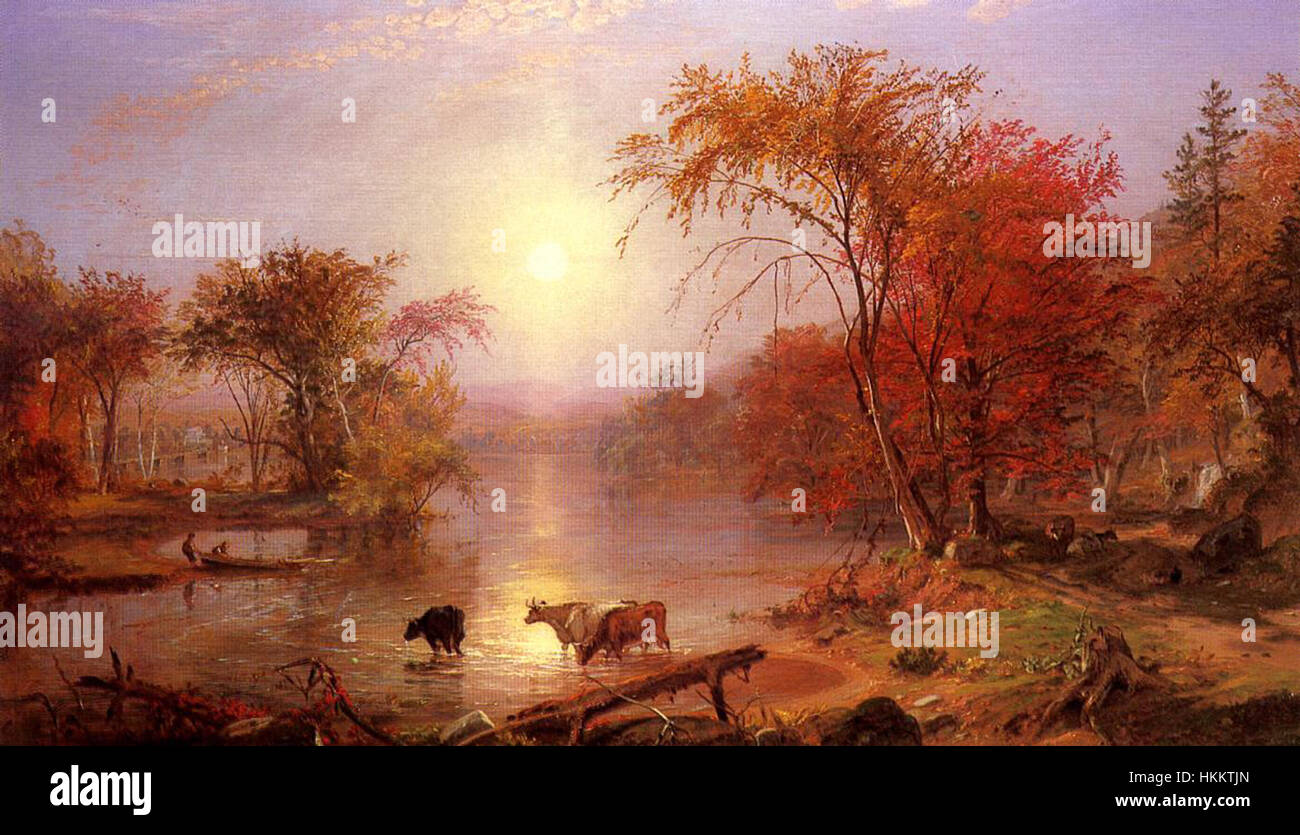 Bierstadt Albert Indian Summer Hudson River Stock Photo - Alamy