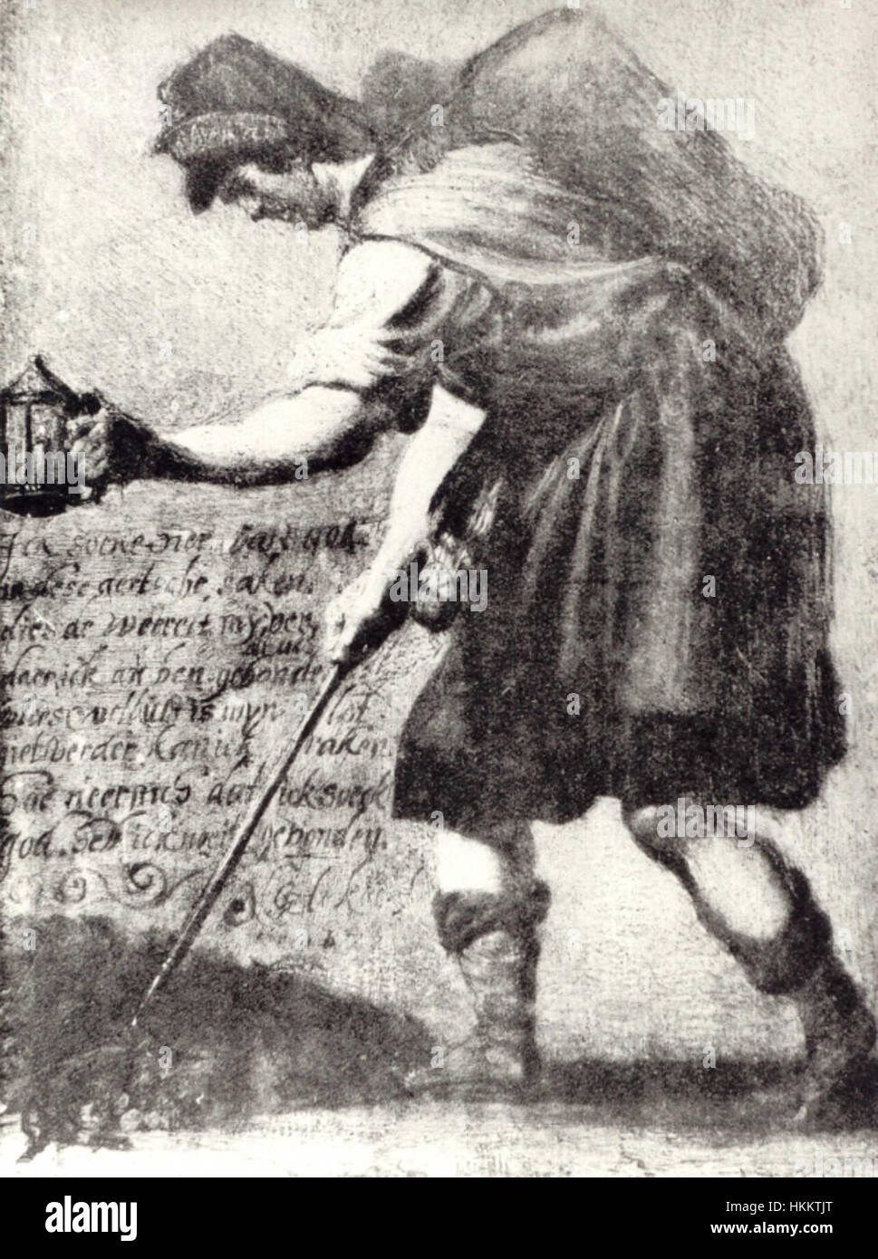 An oil painting by Bleker of the ancient philosopher Diogenes ...