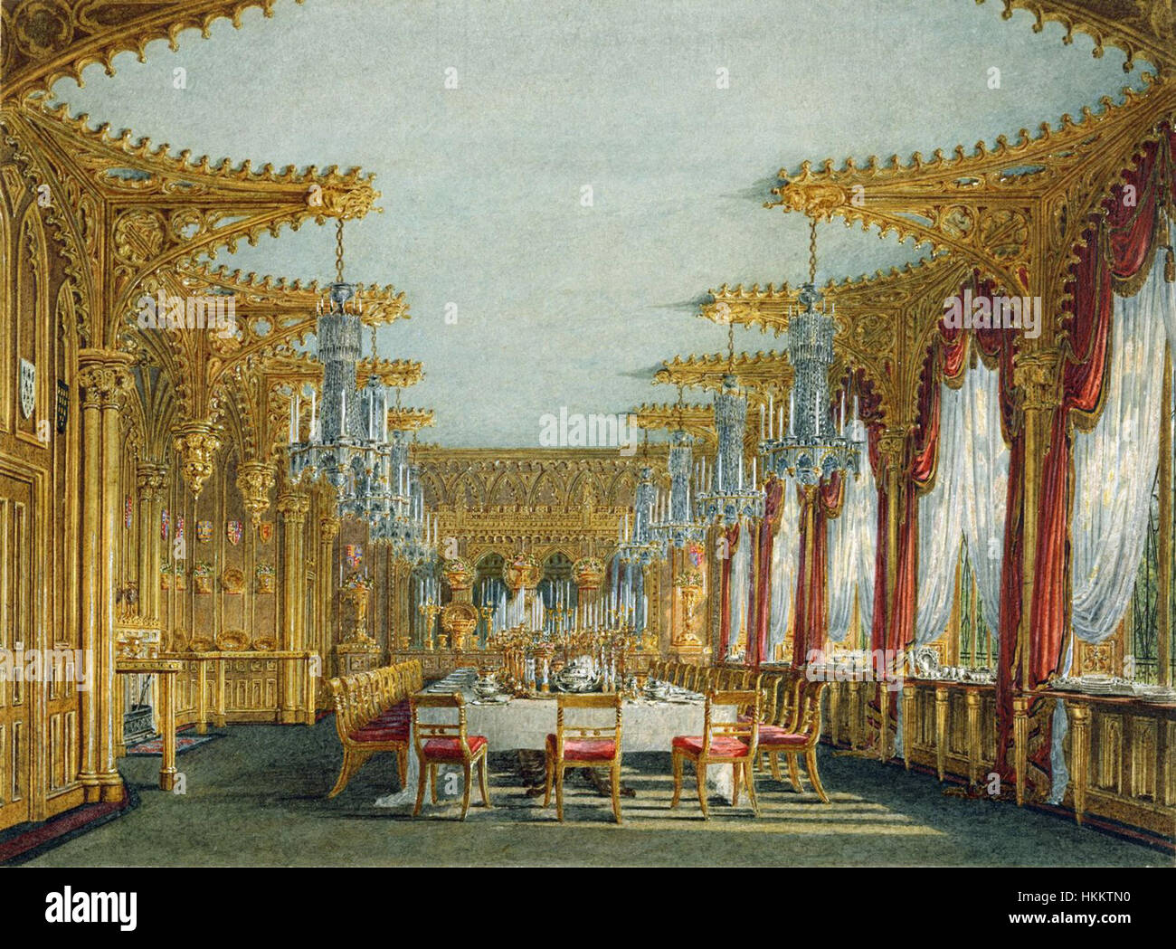 A detailed depiction of the Gothic Dining Room at Carlton House ...