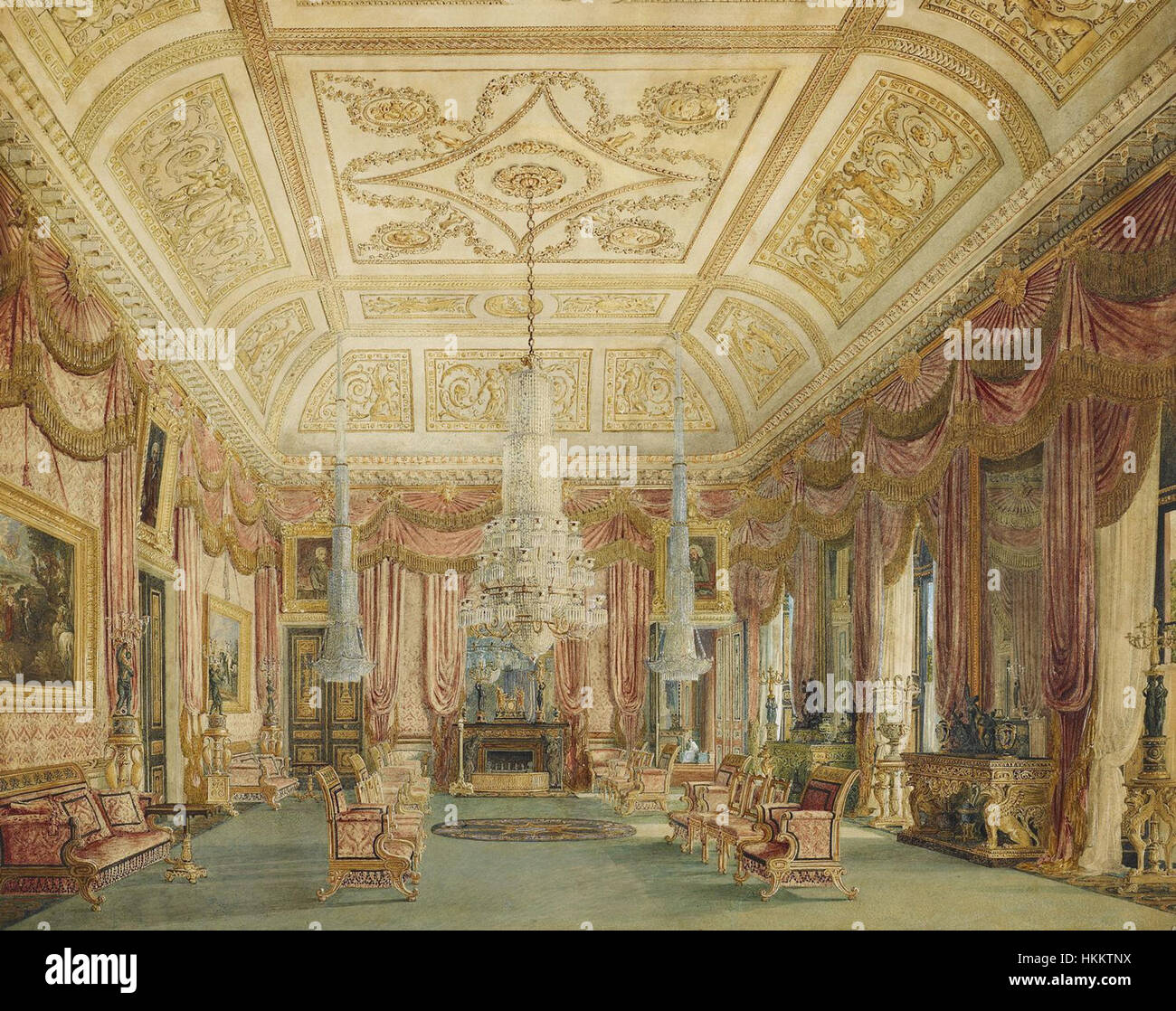 Charles Wild’s 1816 illustration of the Crimson Drawing Room at Carlton ...
