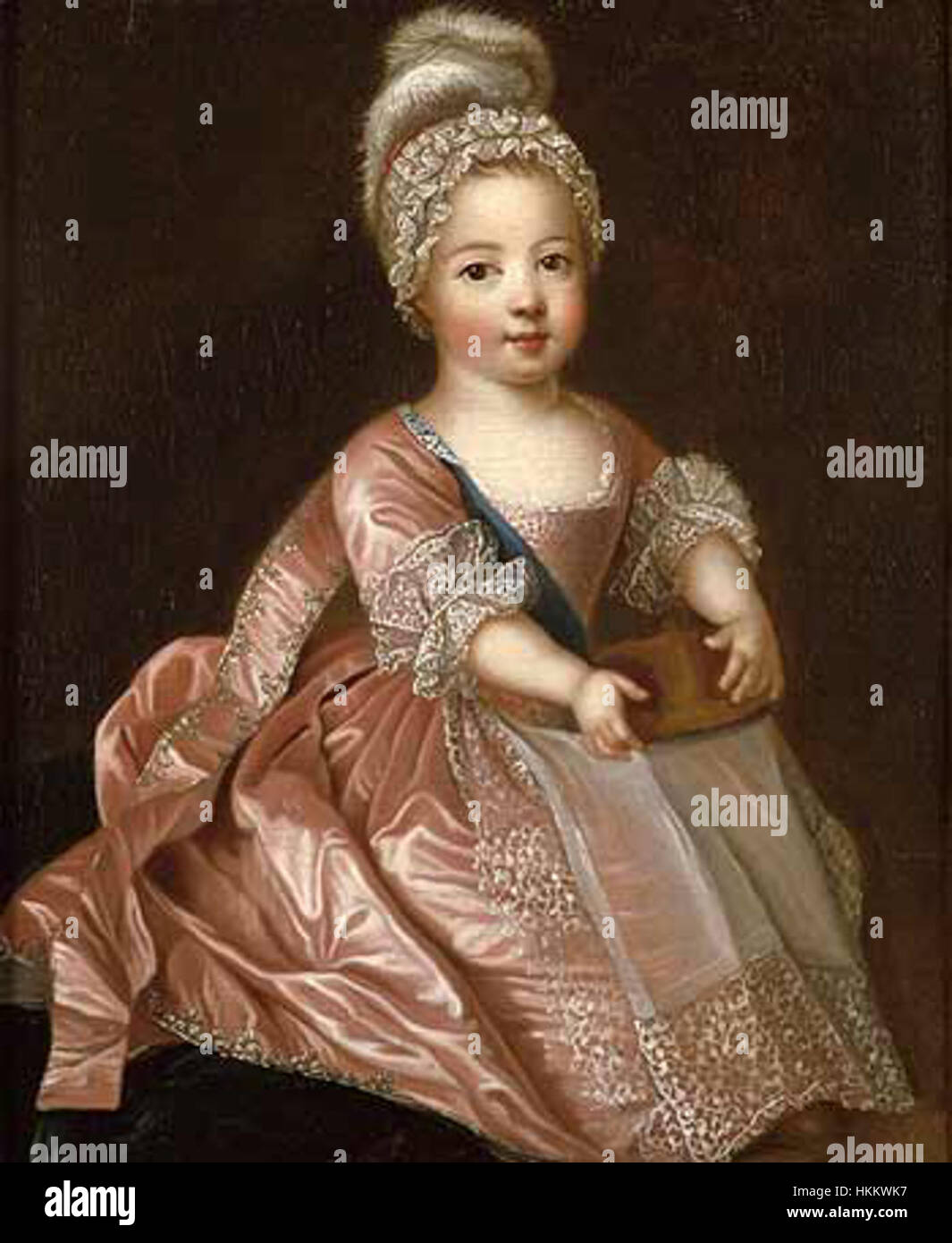 An oil painting depicting the childhood of King Louis XV, capturing his ...