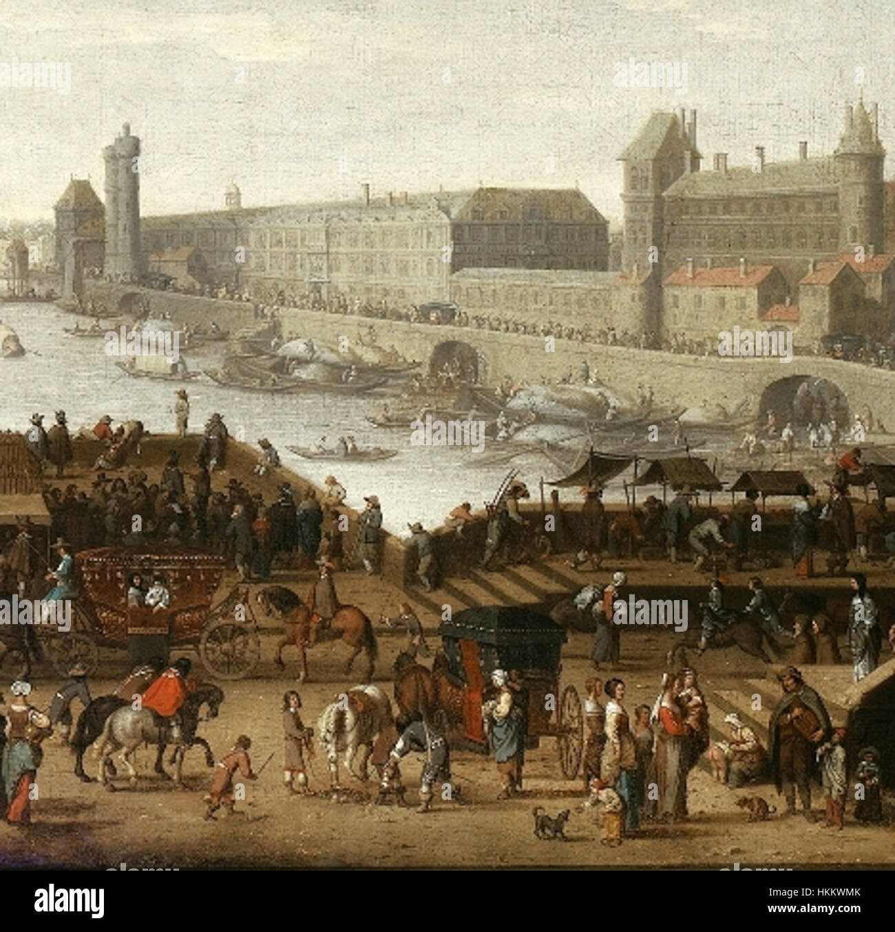 The painting titled 'Louvre 1660s' represents the iconic French museum ...