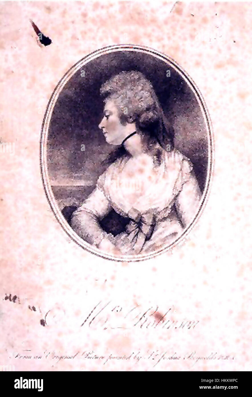 A portrait of Mary Robinson, an English actress and poet known for her ...