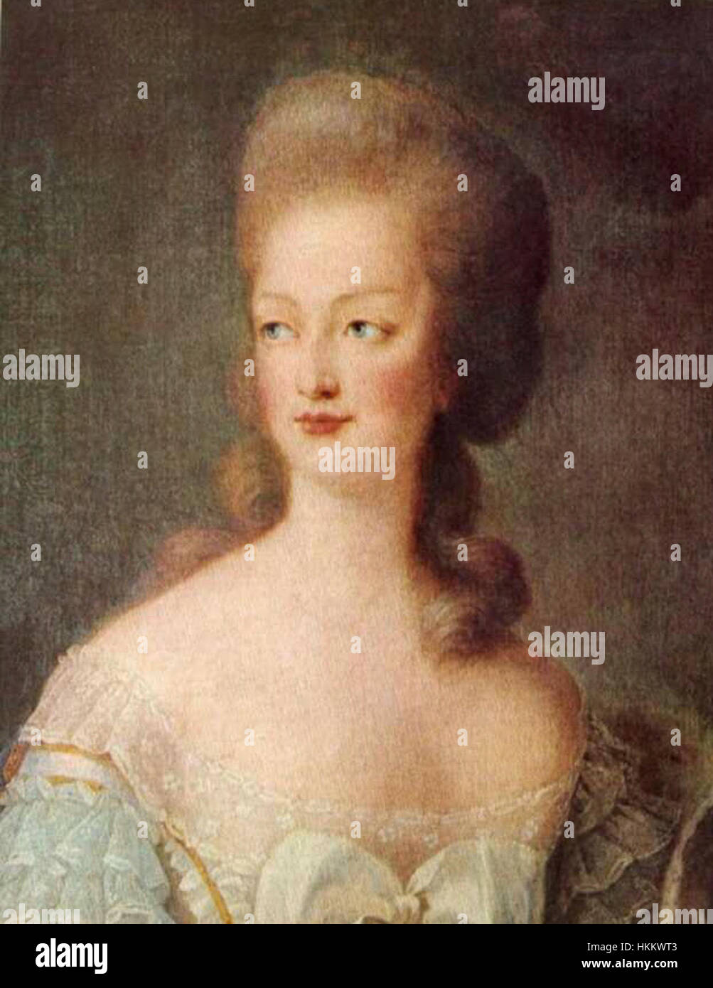 A portrait of Marie Antoinette, the Queen of France, depicted in a ...