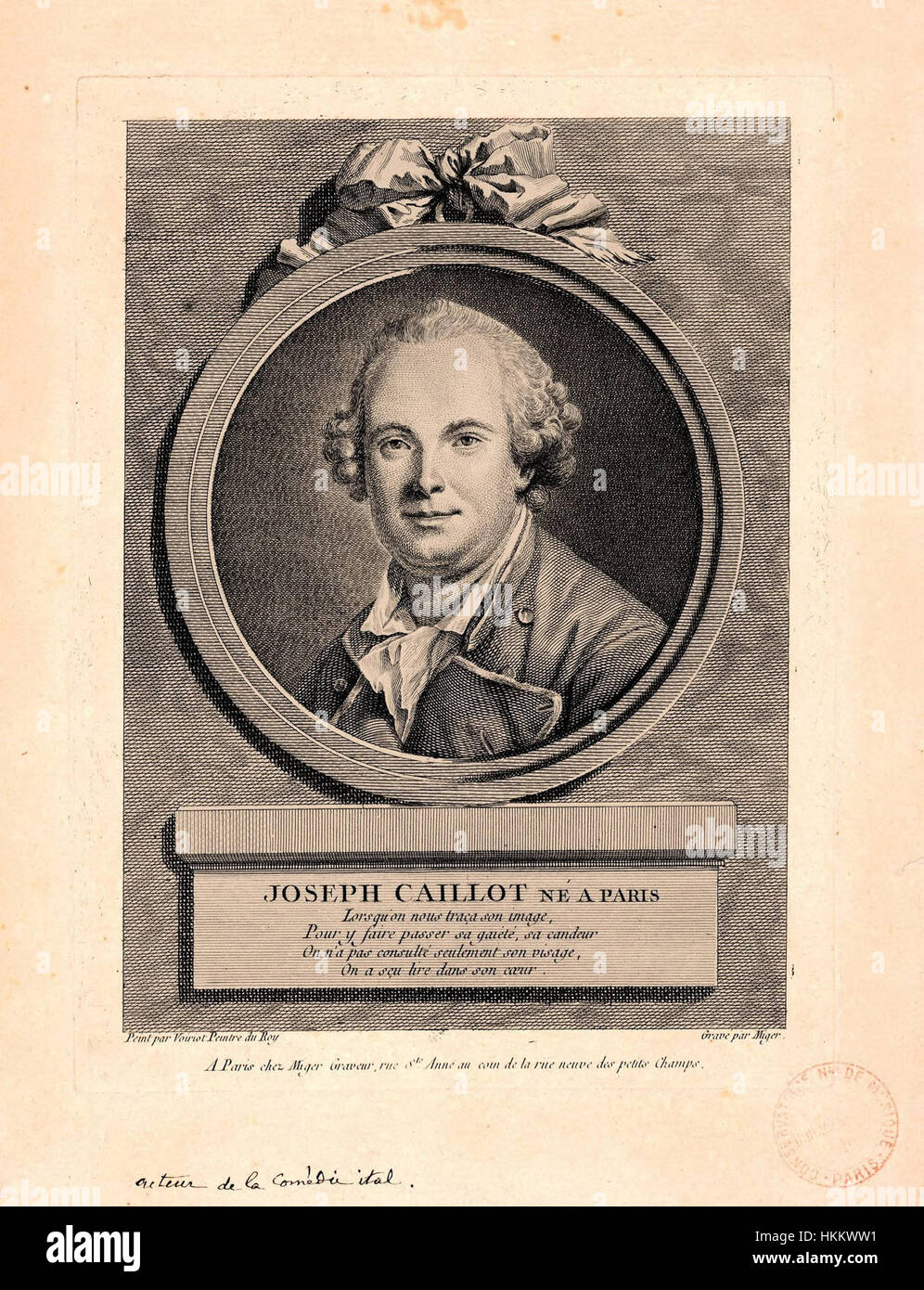 This portrait by Miger of Joseph Caillot, created in the 18th century ...