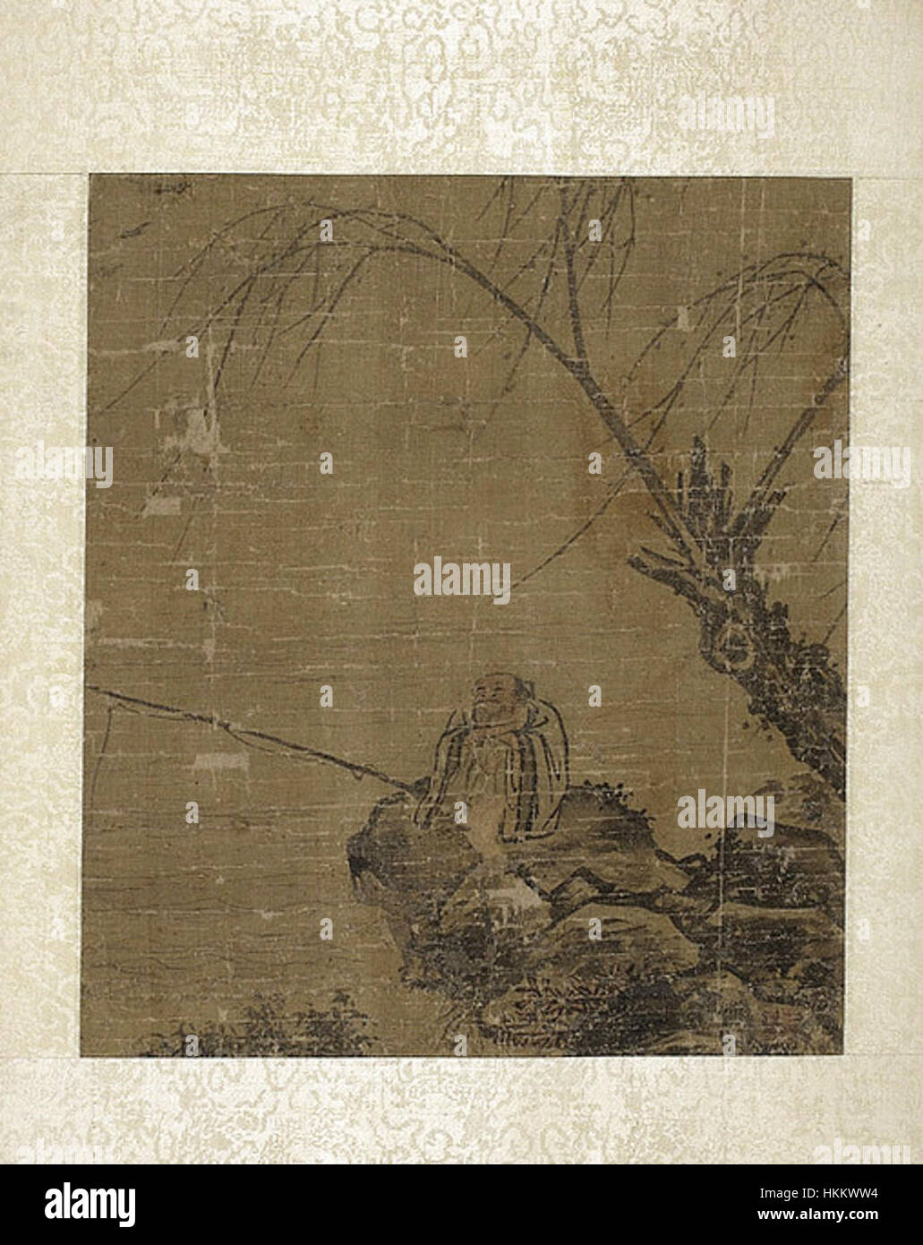 This painting from the Ming Dynasty depicts a hermit catching fish in a ...