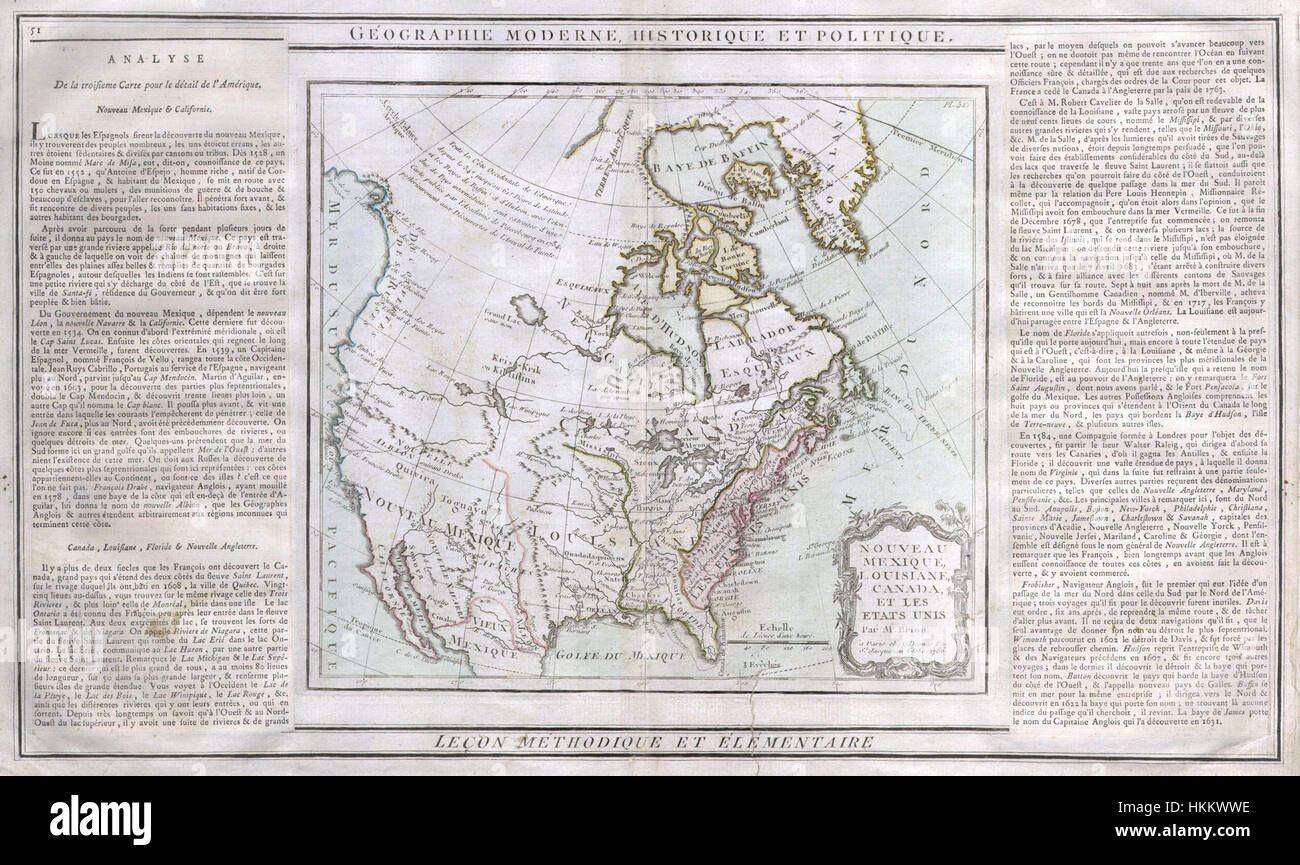 This 1789 map by Brion de la Tour depicts North America with an ...