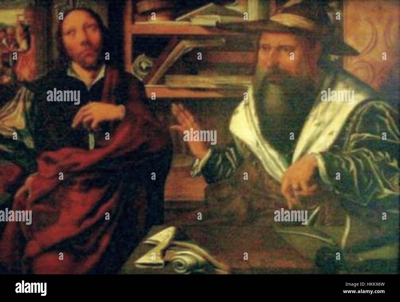 The *Calling of St. Matthew* by Reymerswaele depicts the biblical scene ...