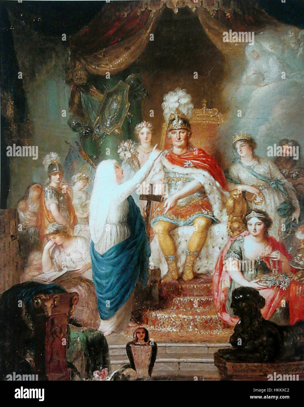 *Therbusch Apotheosis* depicts a classical allegory, with the central ...