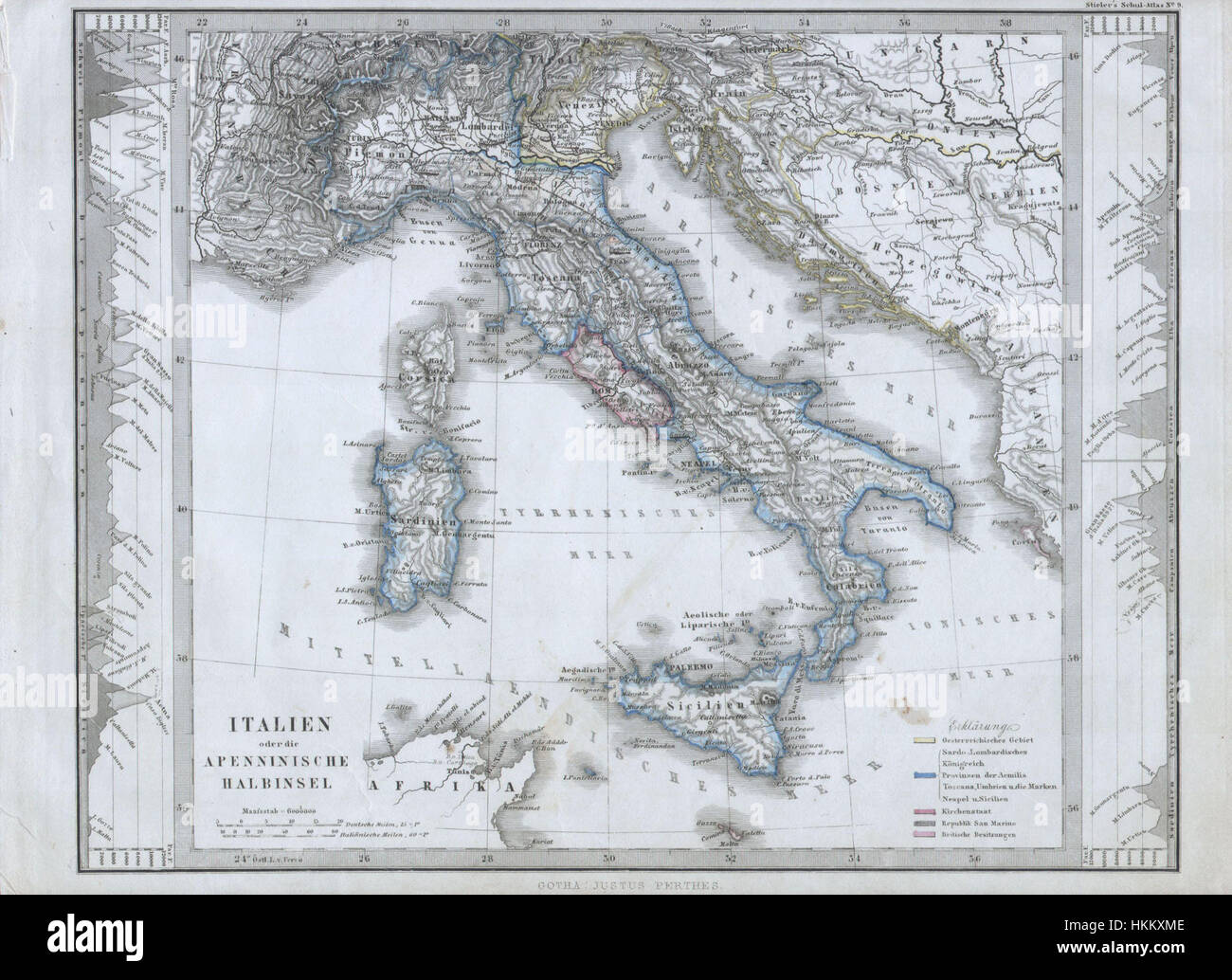 This 1862 map by Stieler depicts Italy, providing a detailed ...