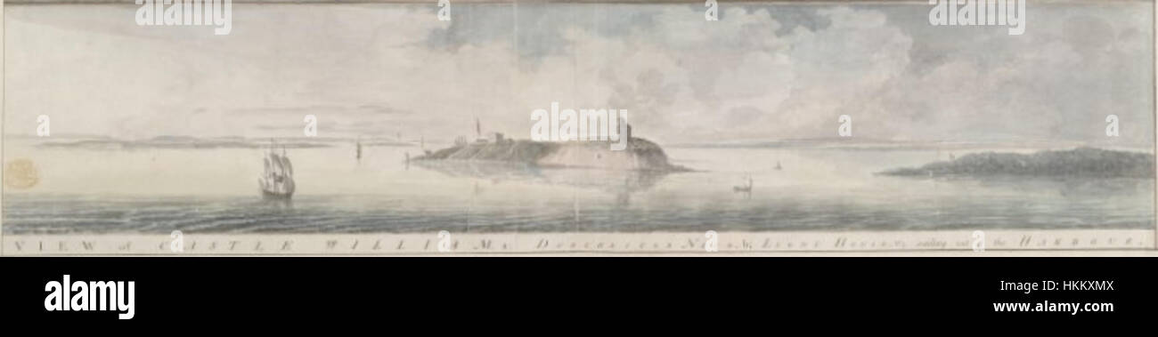 Pierie’s 1773 painting of Castle William in Boston Harbor captures a ...