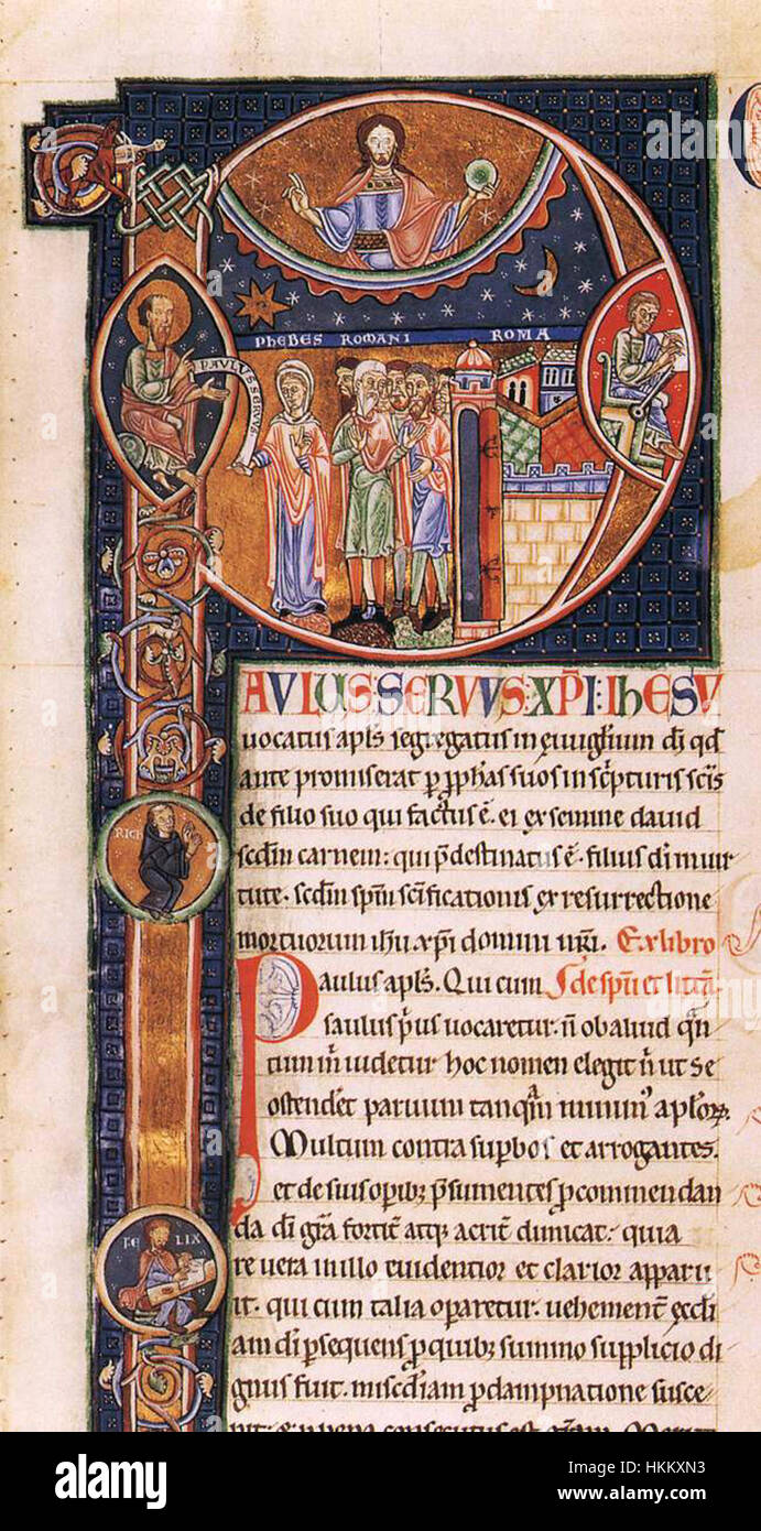 This 12th-century manuscript illustration, *Commentary on the Epistles ...