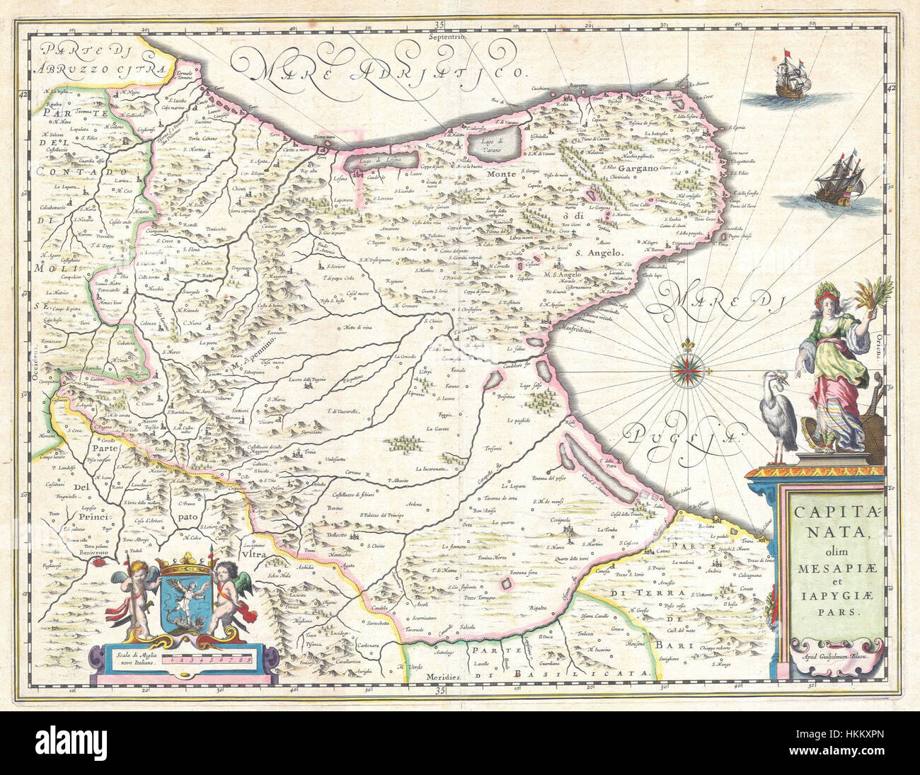The 1630 Blaeu Map of Capitanata, covering the region around Foggia ...