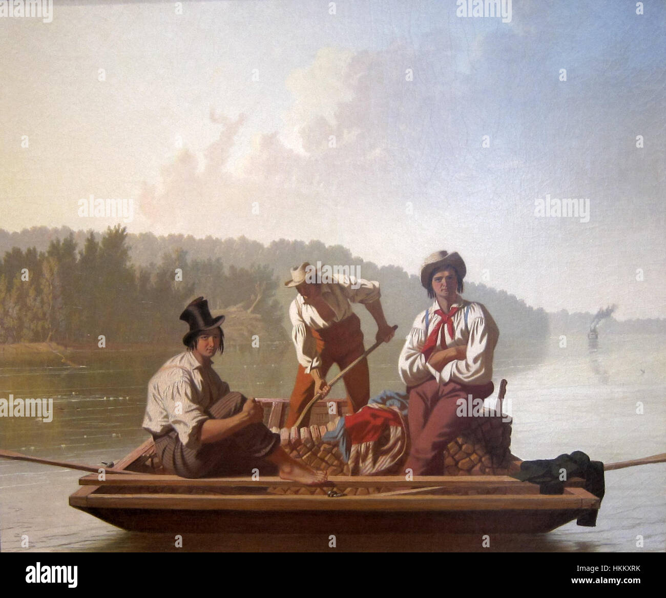 'Boatmen on the Missouri' by George Caleb Bingham depicts a group of ...