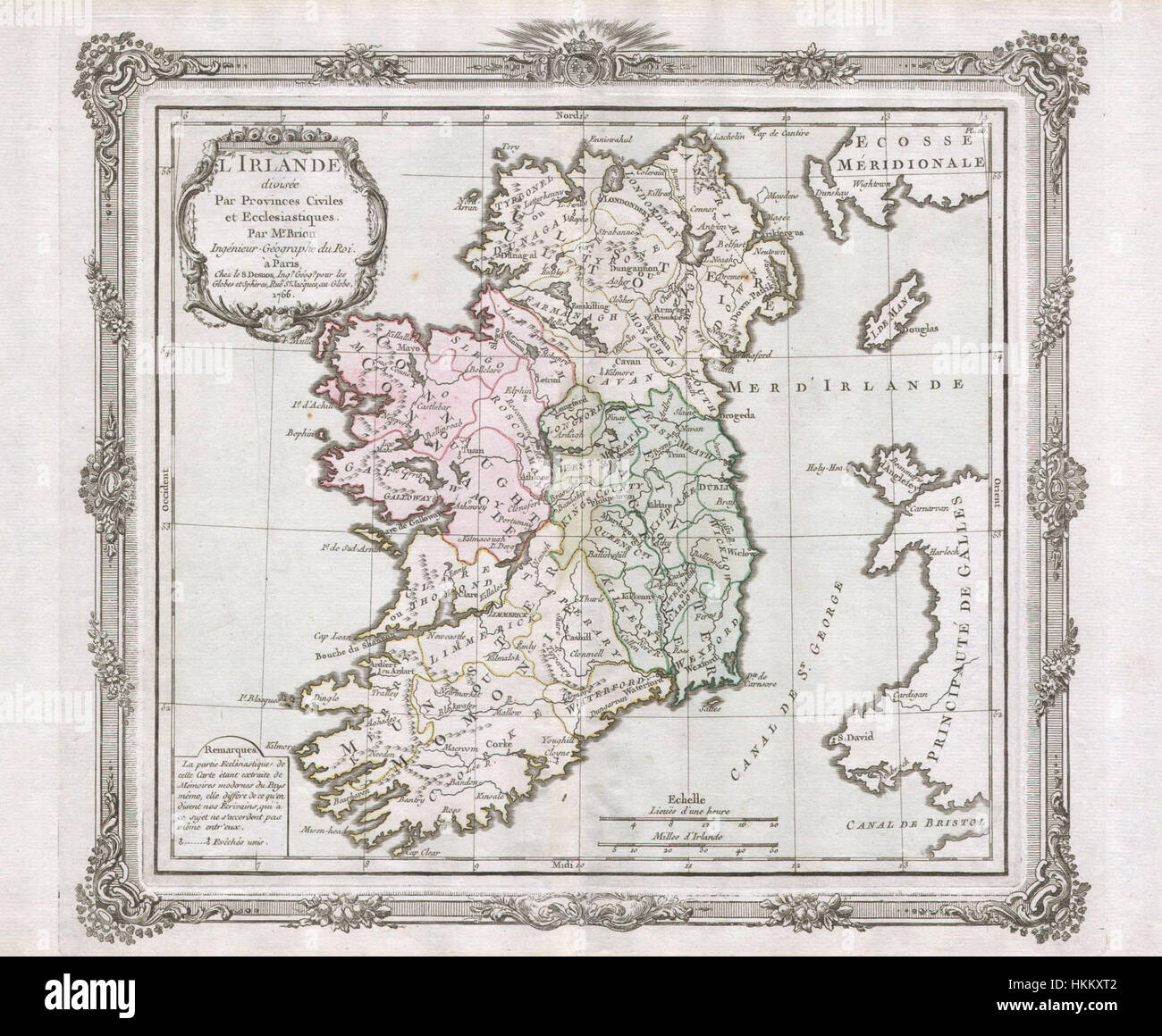 This 1766 map of Ireland, created by Desnos and de la Tour, highlights ...