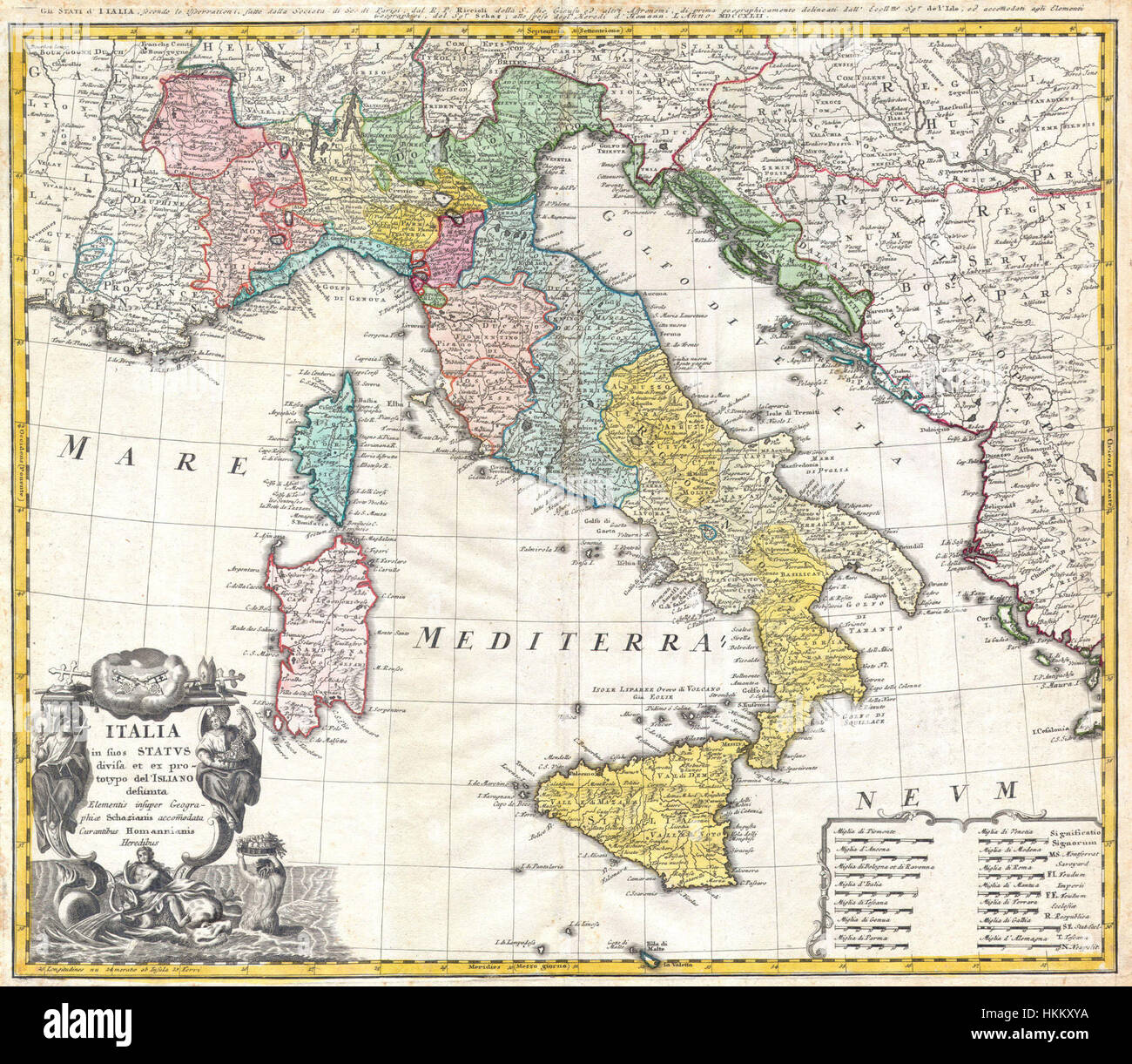 Homann Heirs Map Of Italy High Resolution Stock Photography and Images ...