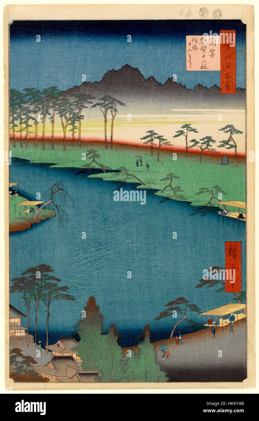 A print from the '100 Views of Edo' series, depicting the vibrant life ...