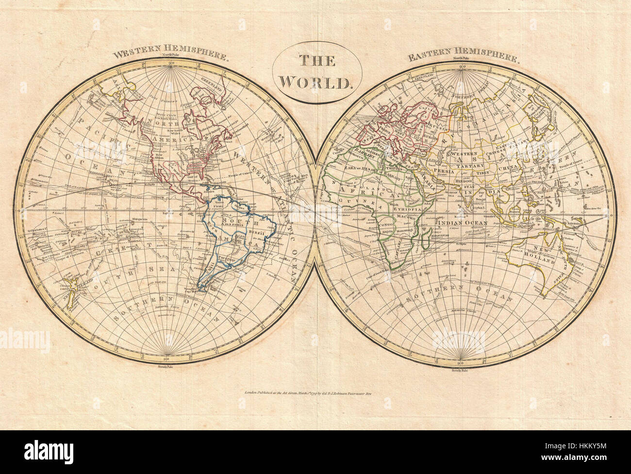 Cruttwell map of the world in hemispheres hi-res stock photography and ...
