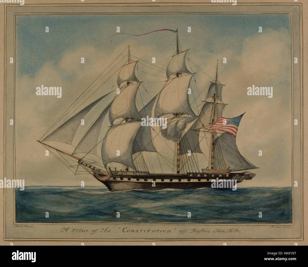 This historical painting illustrates the 1814 Constitution in Boston ...