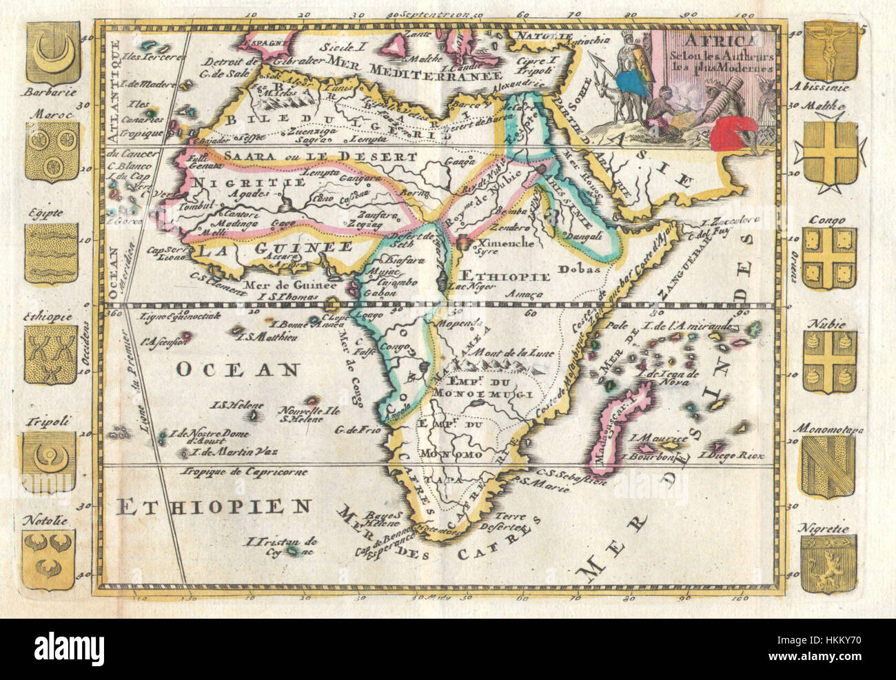 The 1710 map of Africa by De La Feuille is a historical cartographic ...