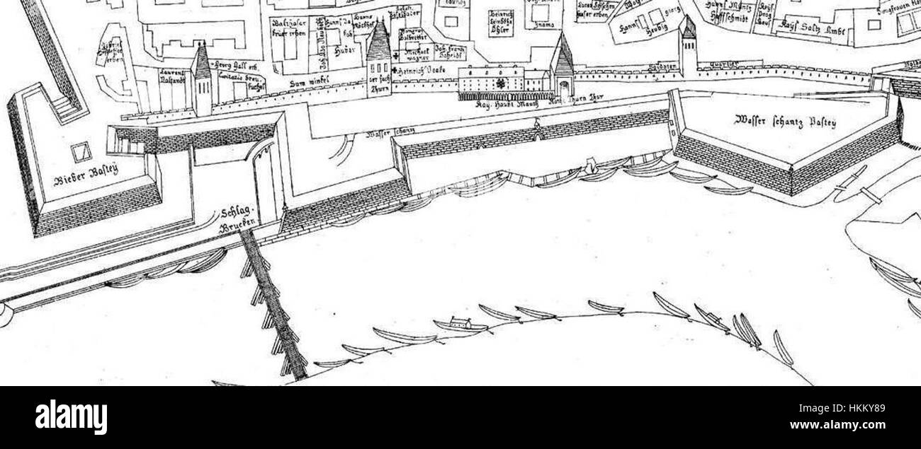 *Roter Turm* in Vienna, painted in 1683, depicts the historic tower ...