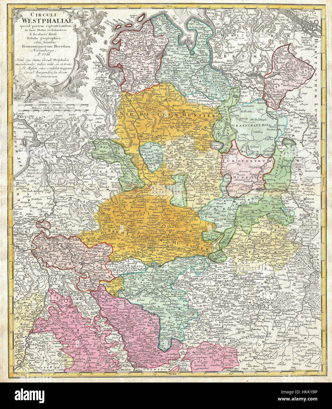 This 1761 map by the Homann Heirs details the region of Westphalia ...