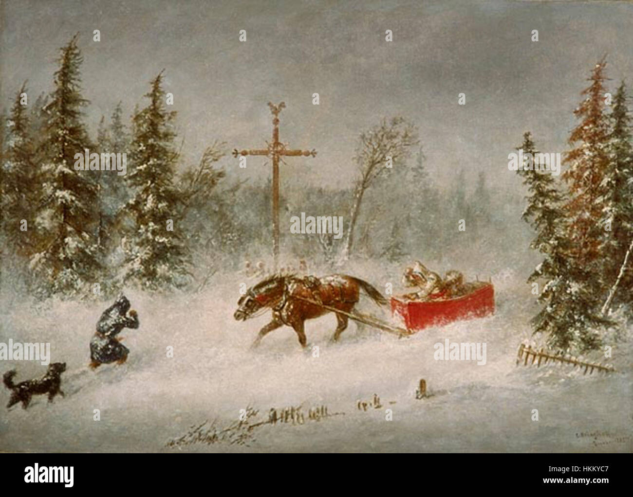 'The Blizzard', oil on canvas painting by Cornelius Krieghoff, 1857 ...