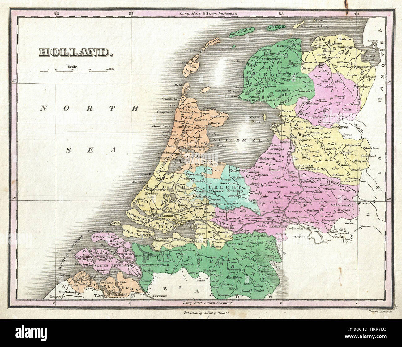 This 1827 map by Finley illustrates the geography of Holland (the ...