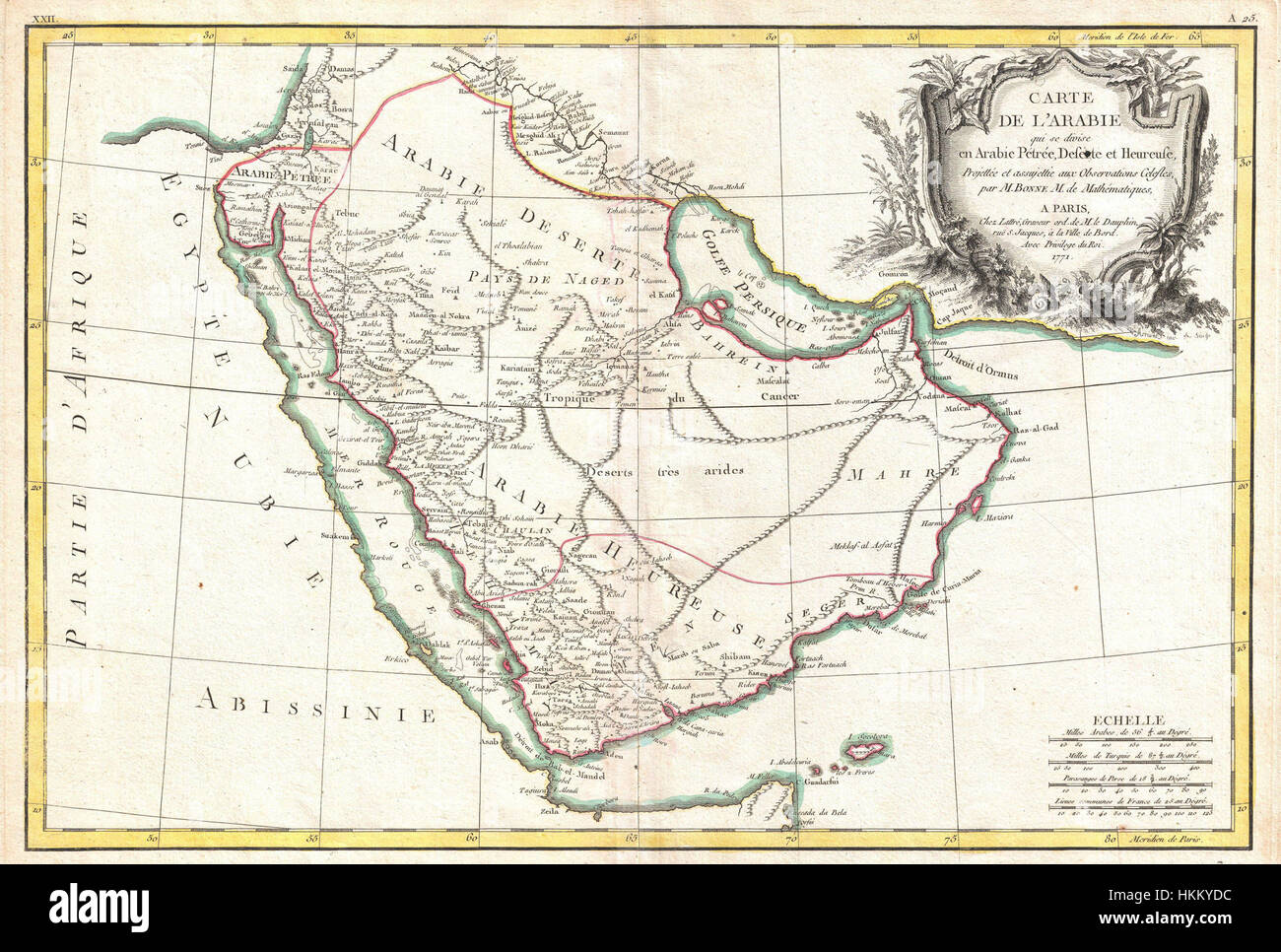 This 1771 map of Arabia by Bonne offers a detailed and historical ...