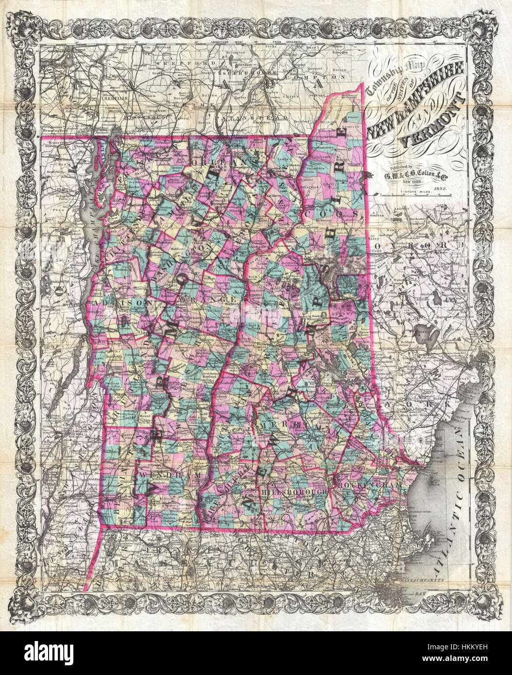 Vermont new hampshire map hi-res stock photography and images - Alamy