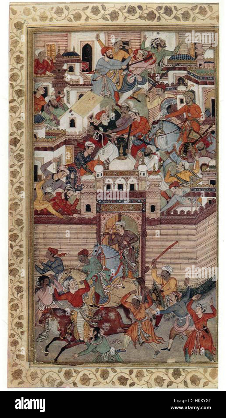 The painting '1499: Babur’s Siege of Andijan' illustrates the ...