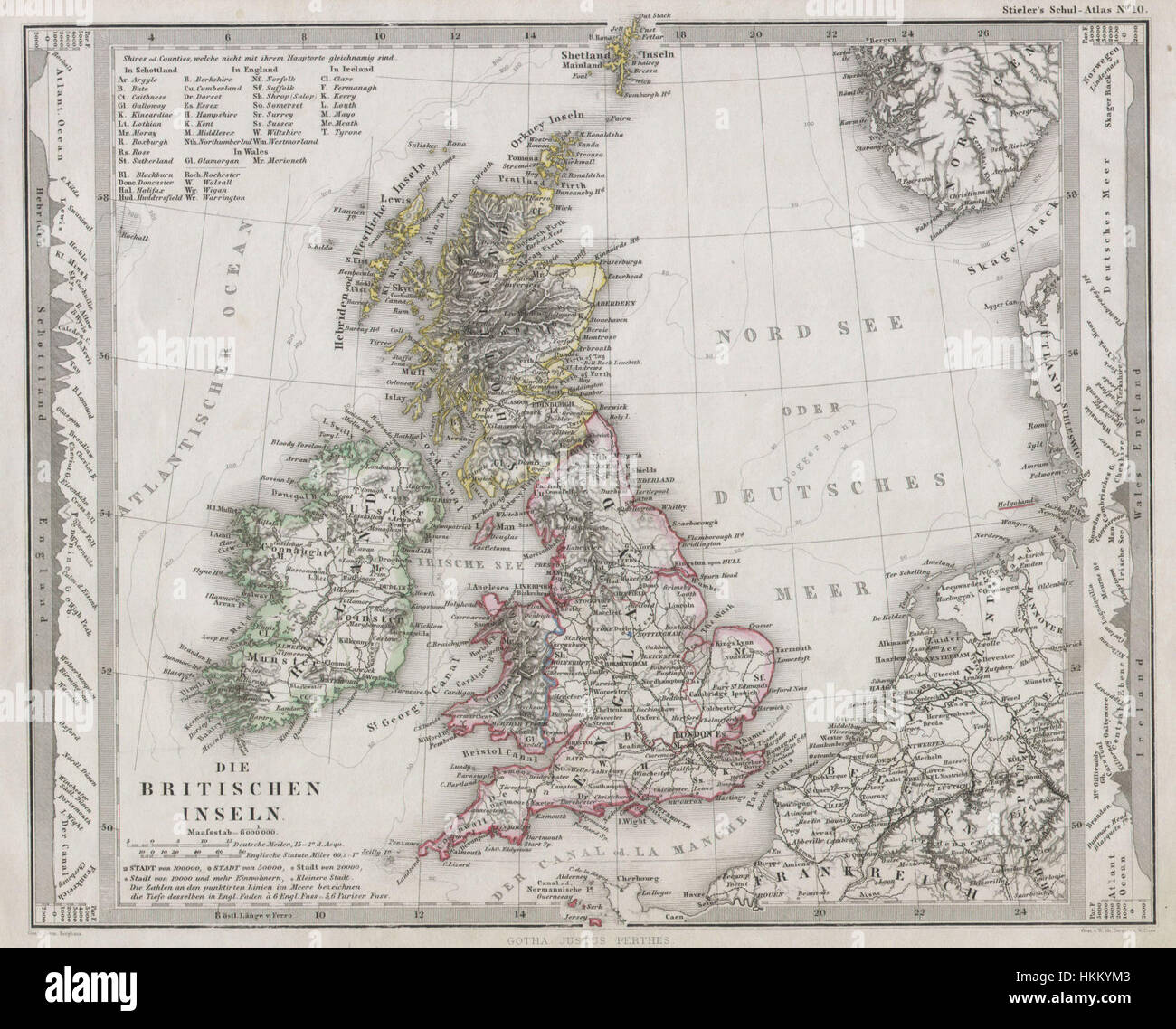 The 1862 Stieler map of the British Isles offers a detailed ...