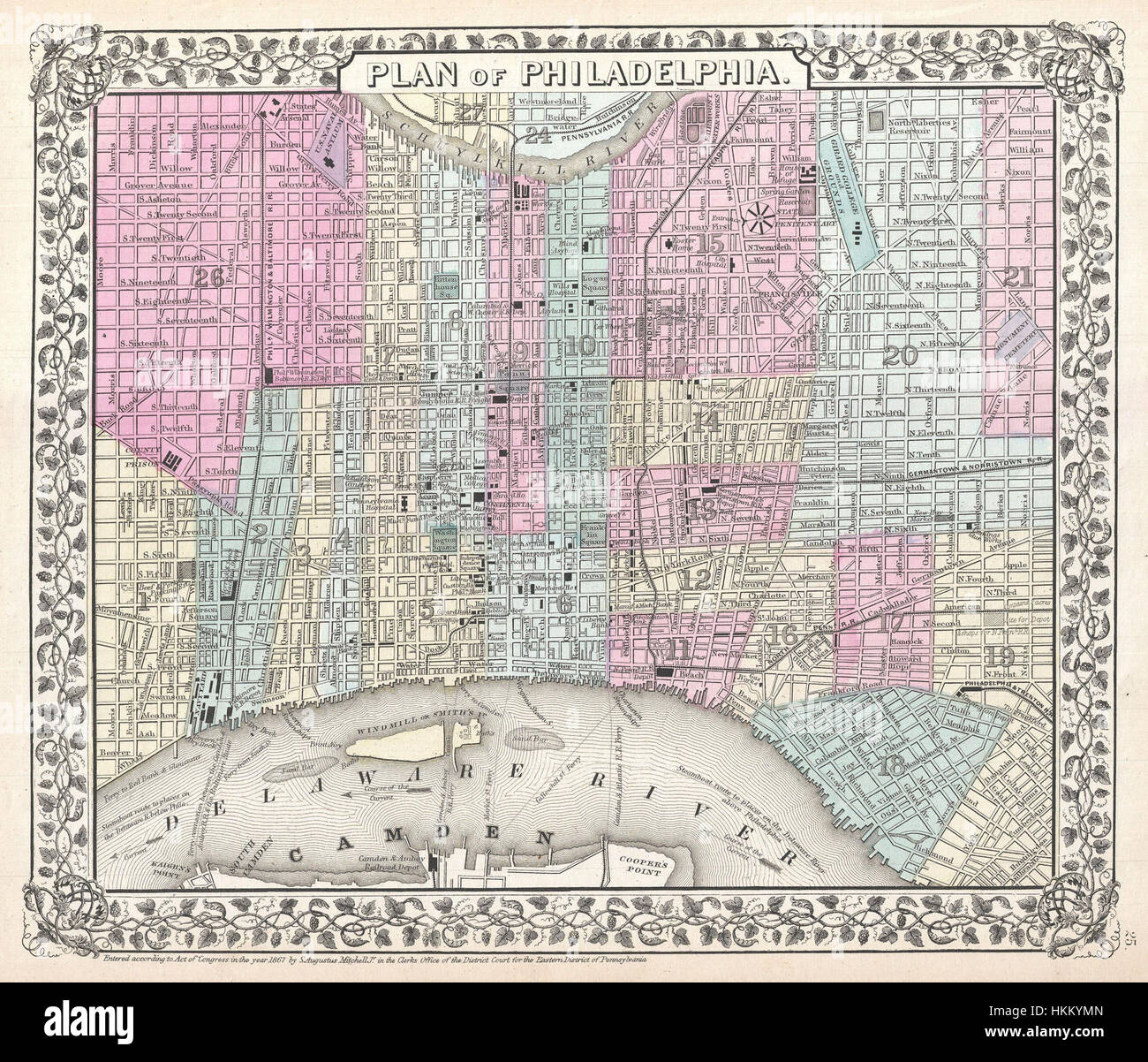 1867 Mitchell Map of Philadelphia, Pennsylvania - Geographicus ...