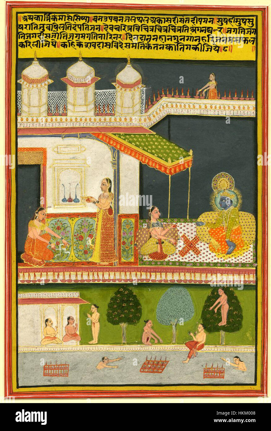 This painting from the Barahmasa series, created in Jaipur around 1800 ...