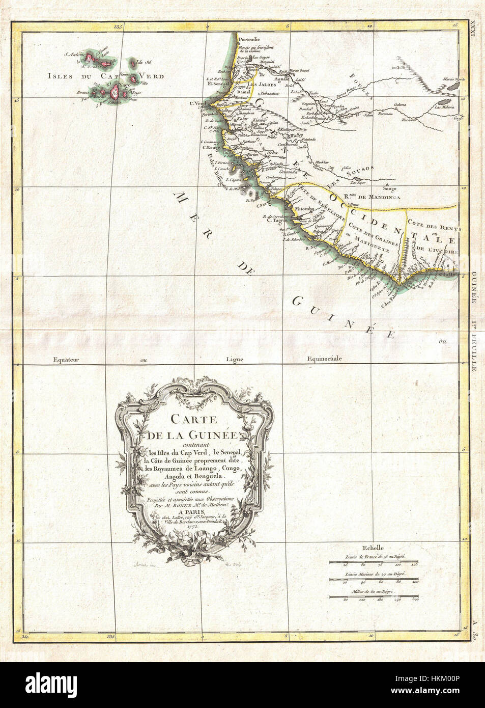 The 1771 Bonne Map of the Guinea Coast provides a historical ...