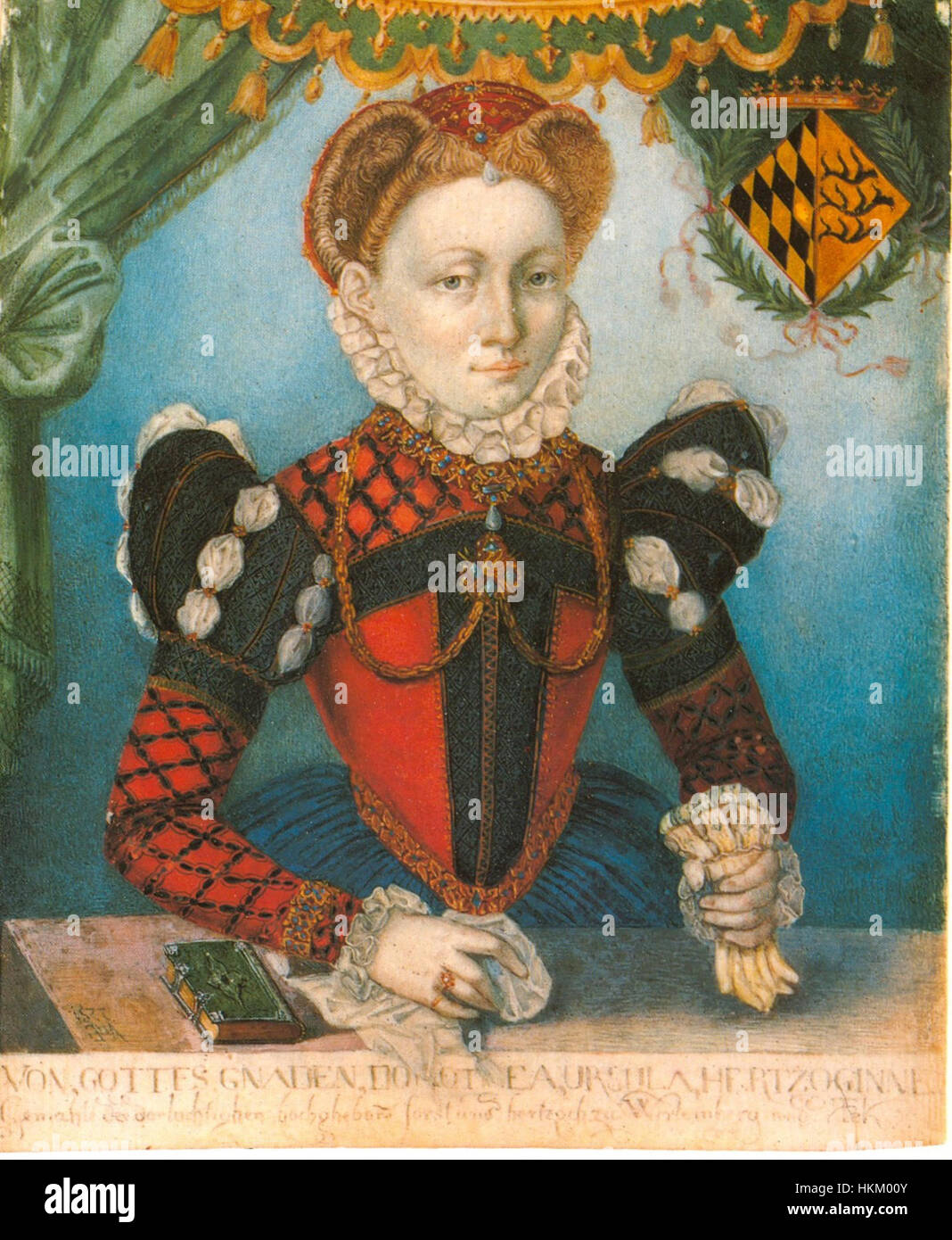 This artwork features a historical portrait of Herzogin Dorothea Ursula ...