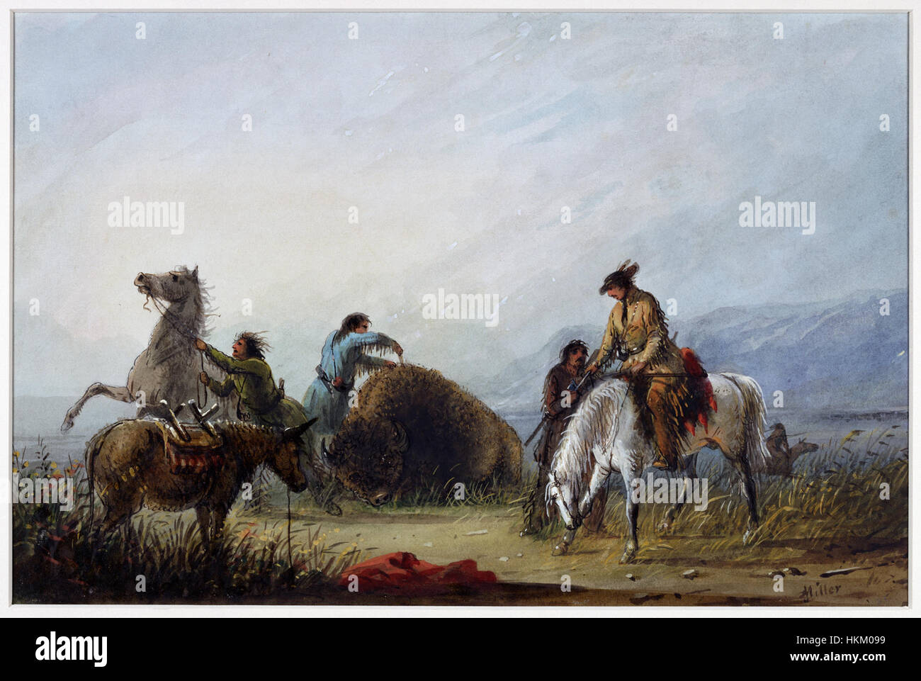 A painting by Alfred Jacob Miller titled 'Taking the Hump Rib ...