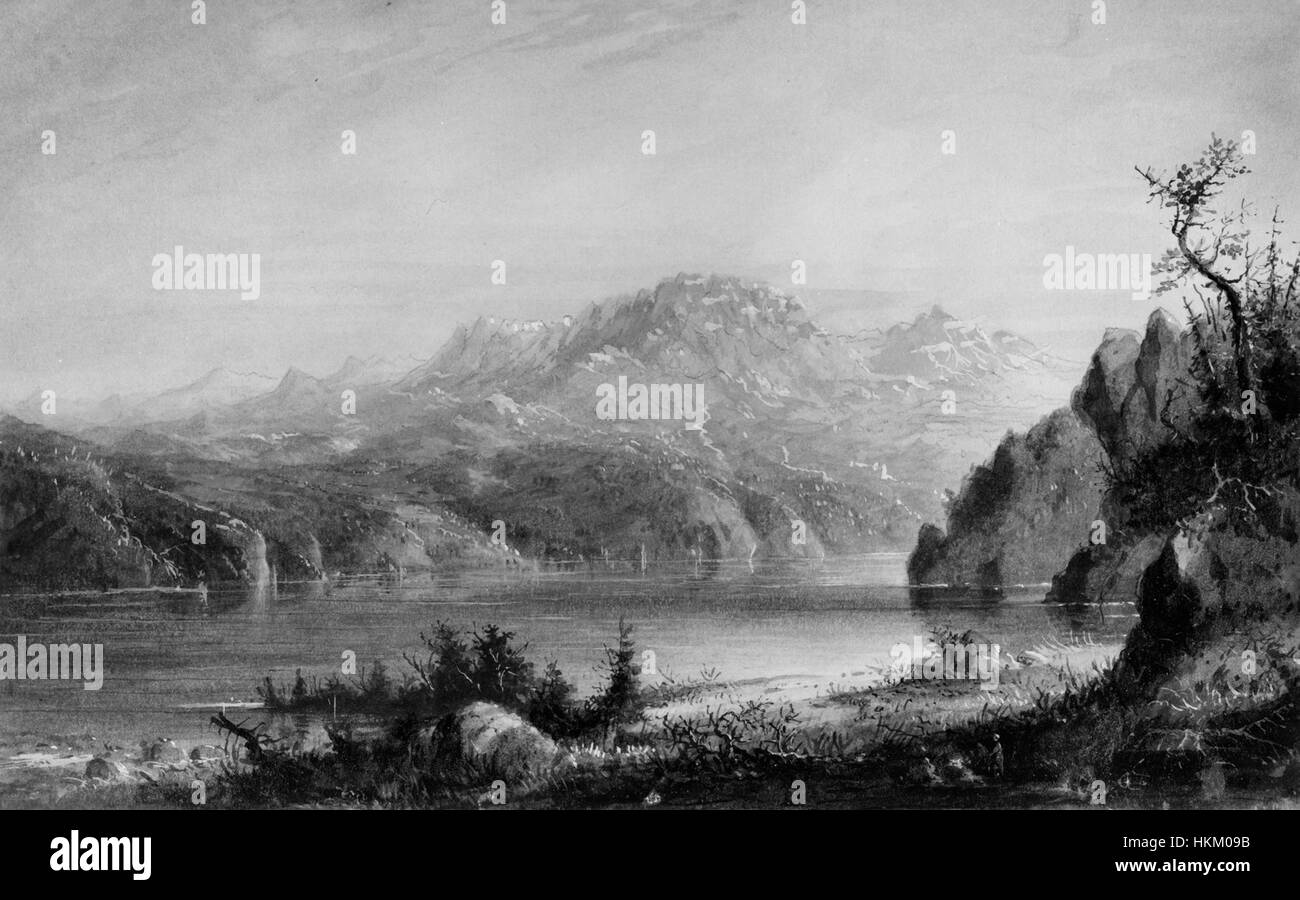 Mountain oil painting Black and White Stock Photos & Images - Alamy